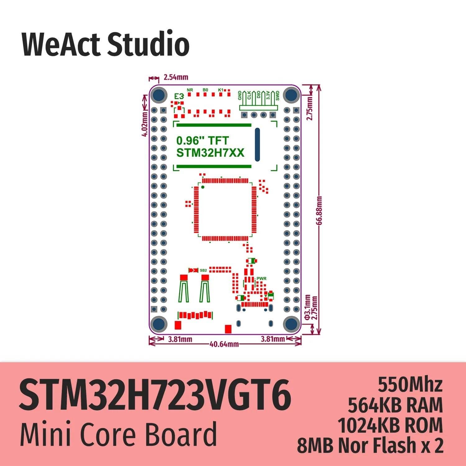 WeAct STM32H723VGT6 STM32H723 STM32H7 STM32 Основна платка Демо платка