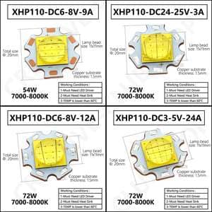 LED чип COB лампа мъниста XHP70 XHP90 XHP110 3A 6A 9A 10A 24A 18W 24W ...