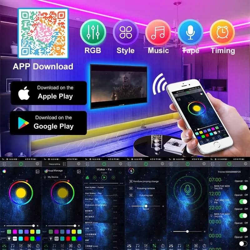 USB LED лента Bluetooth RGB 5V 1M-30M RGB светлини Гъвкава лента за LED ...