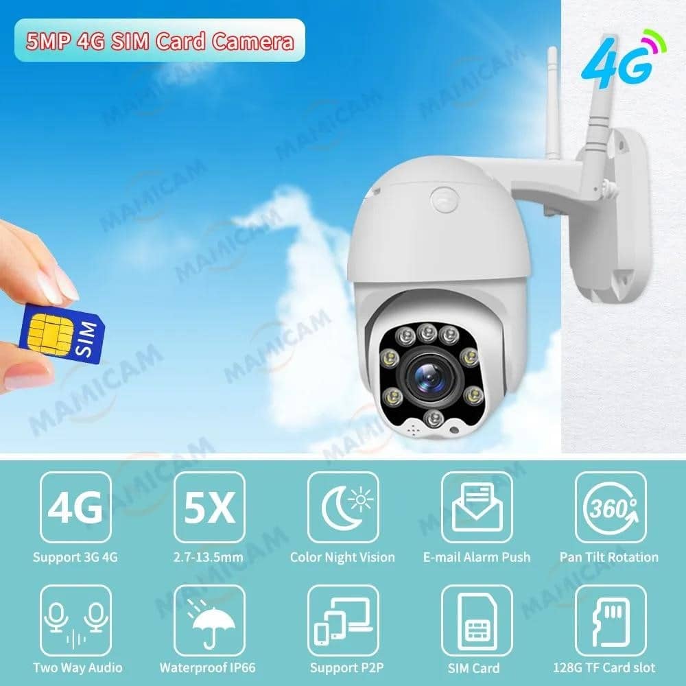 5MP 4G SIM карта Камера за сигурност Външна PTZ 1080P HD WIFI Камери за ...