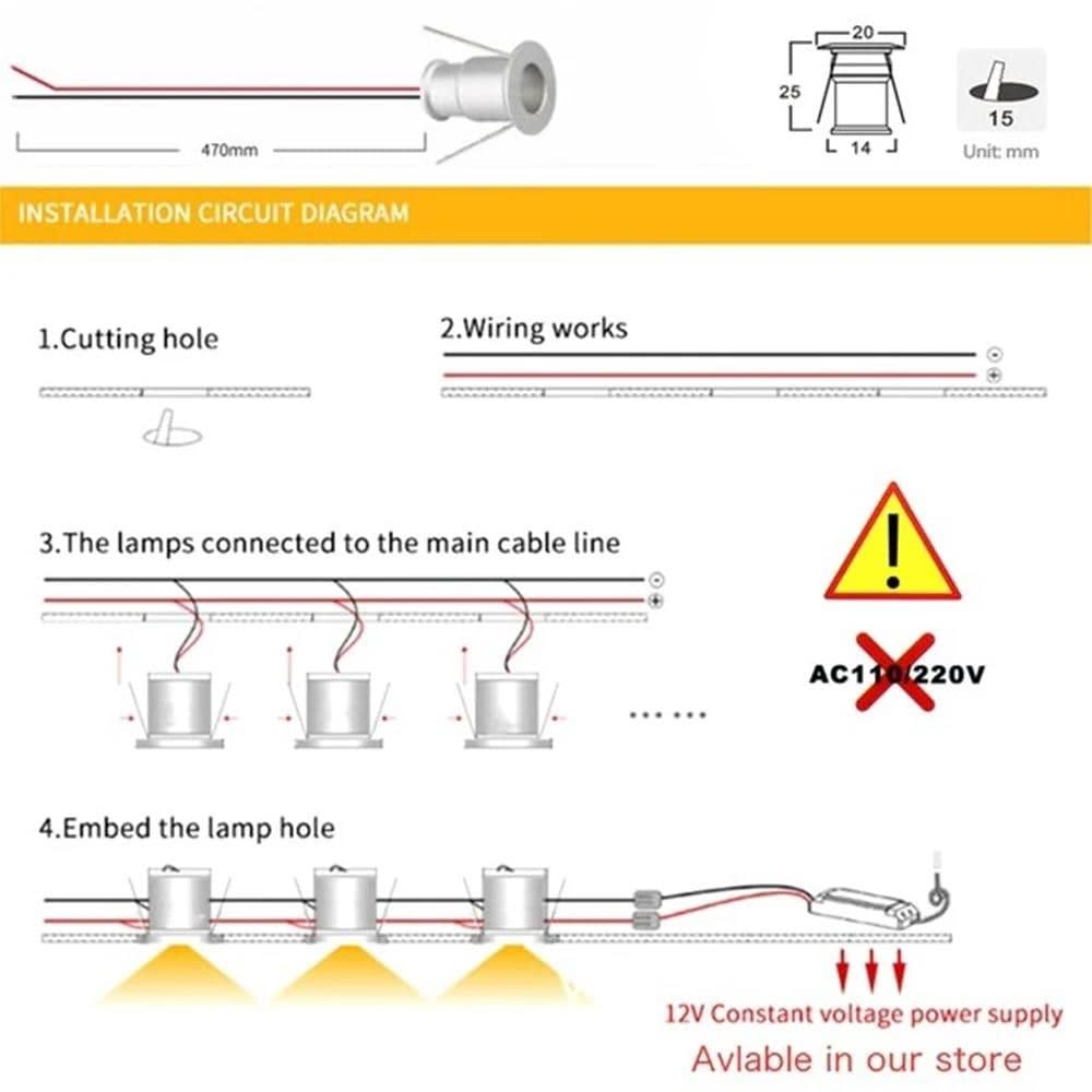 1W мини LED луна 12V димируем прожектор IP65 стълбищна осветителна ...