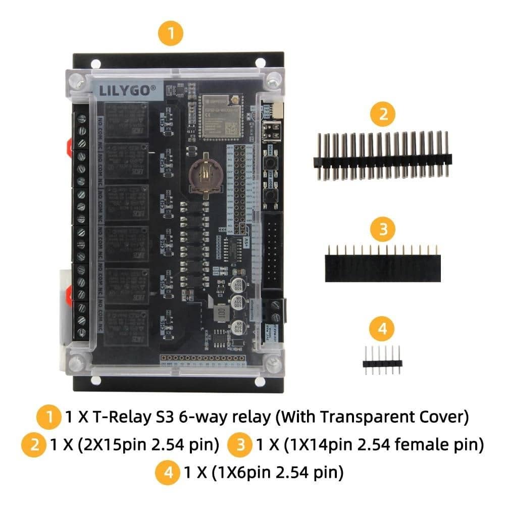 LILYGO- T-RelayS3 ESP32-S3 6-Way Relay Development Board ESP32-S3-WROOM ...