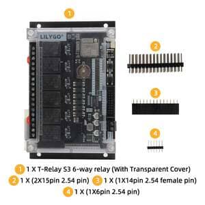 LILYGO- T-RelayS3 ESP32-S3 6-Way Relay Development Board ESP32-S3-WROOM ...