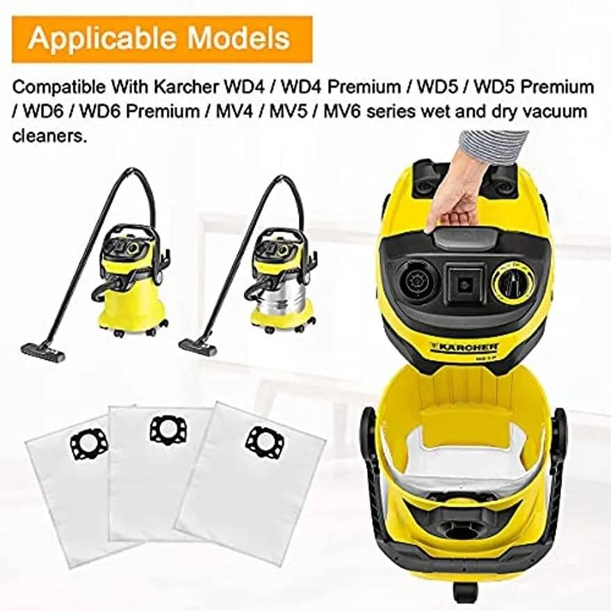 Резервни филтърни торби за прахосмукачка Karcher WD4 WD5 WD6 MV4 MV5 ...