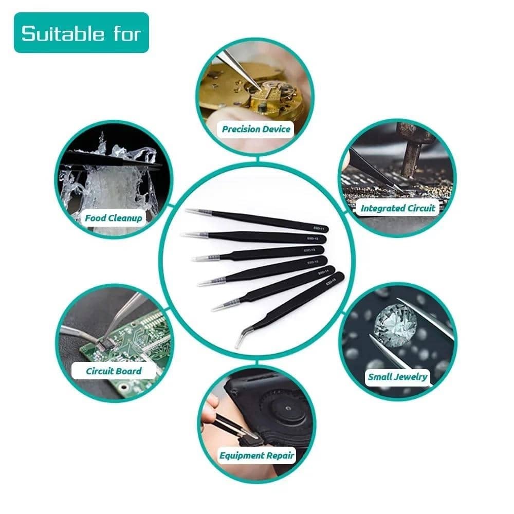 ESD Антистатични пинсети от неръждаема стомана Прецизна поддръжка ...