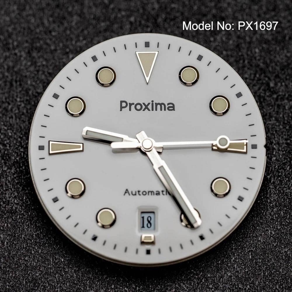 Proxima PX1697 39mm Мъжки часовник Бял емайлиран циферблат Bubble ...