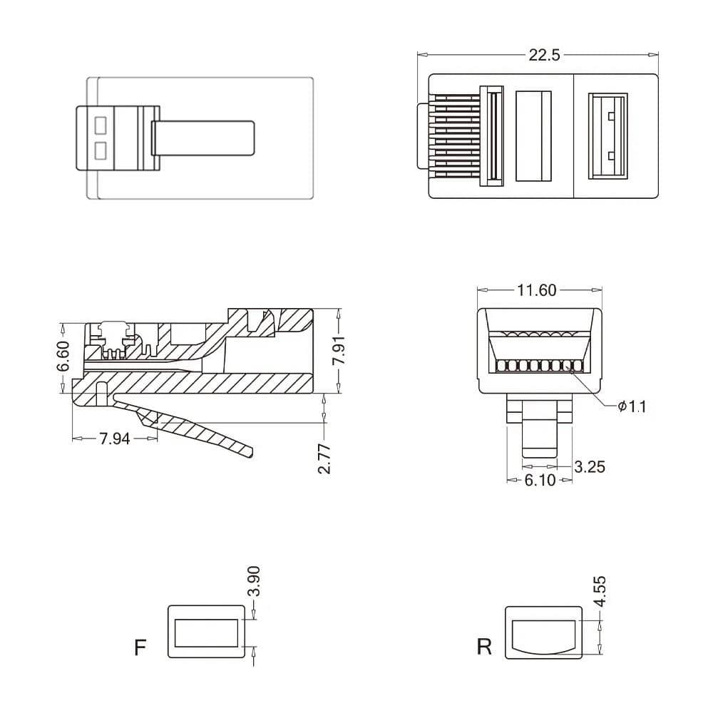 Hoolnx CAT6 Pass Through Connector RJ45 Модулни щепсели Цветни Ethernet ...