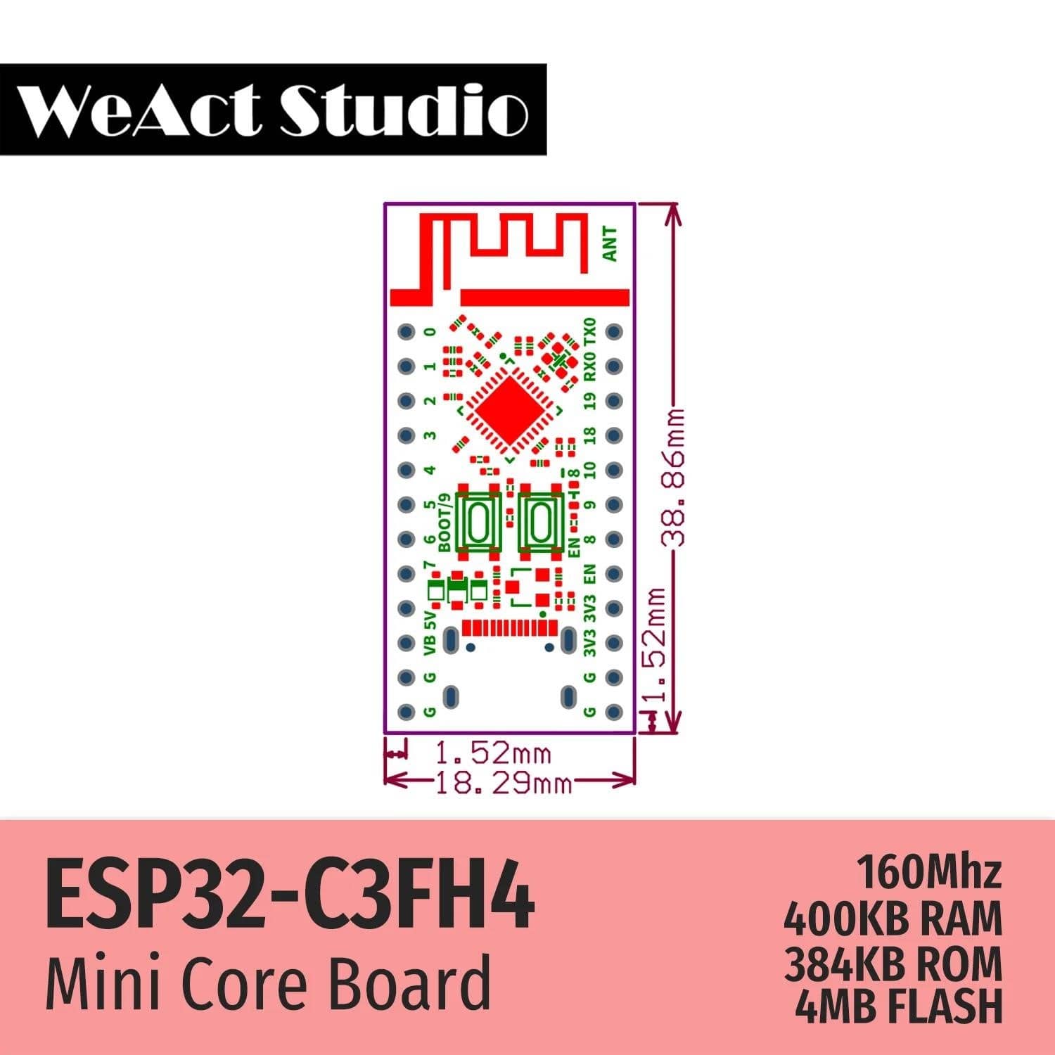 Weact Esp32 Esp 32 Esp32c3 Esp32 C3fh4 Платка за разработка Безжичен Wifi Bluetooth съвместим