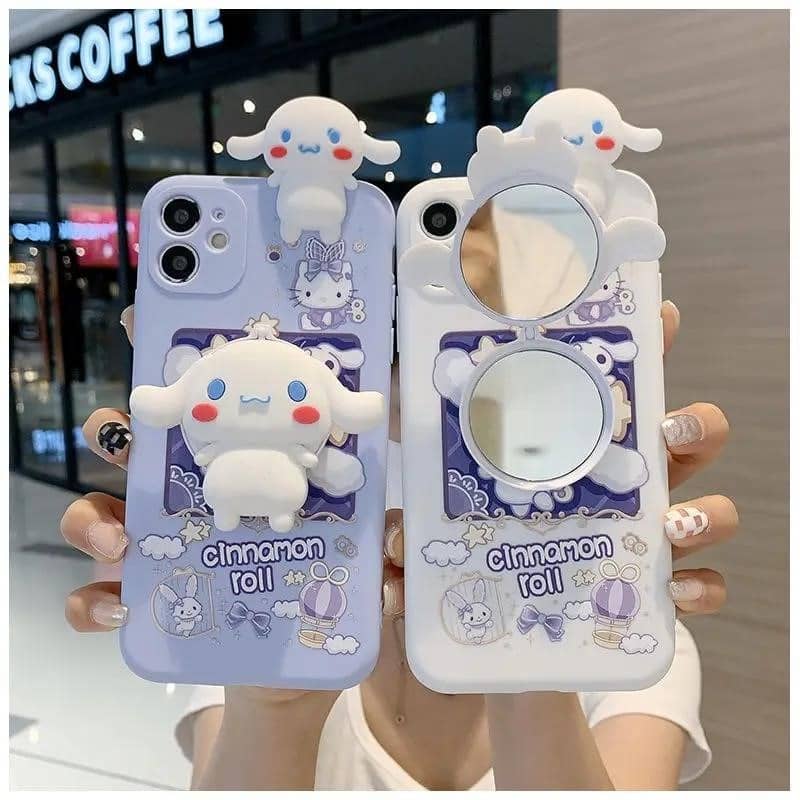 Калъф за телефон Kawaii Sanrio Cinnamoroll с огледало за Samsung Galaxy ...