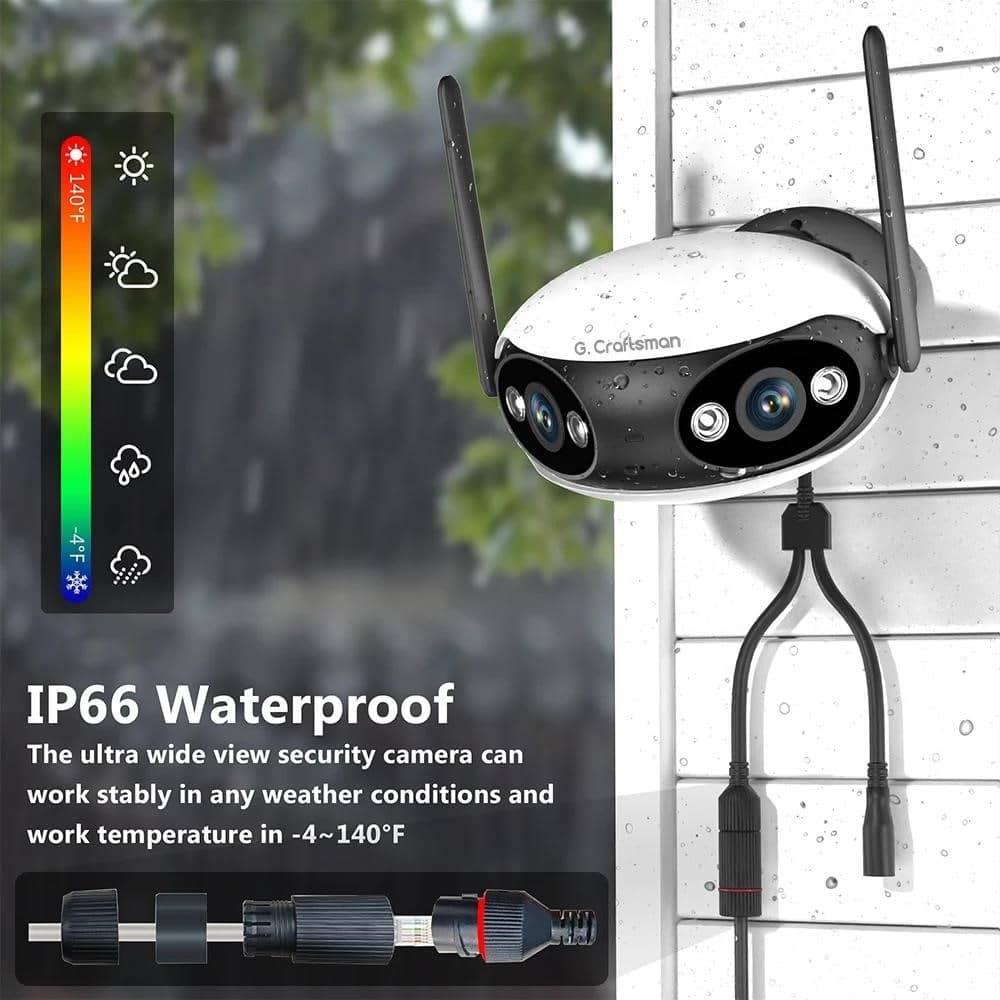 G.Craftsman 2K 4MP IP камера Wifi+POE Dual Lens Ultra 180° Wide Angle ...